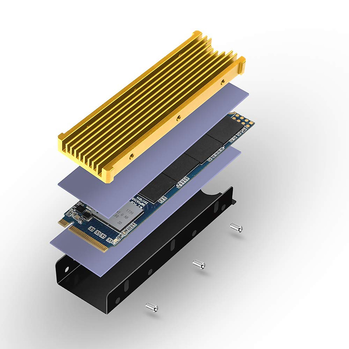 NVMe Heatsinks for M.2 2280mm SSD Double-Sided Cooling Design（Gold）