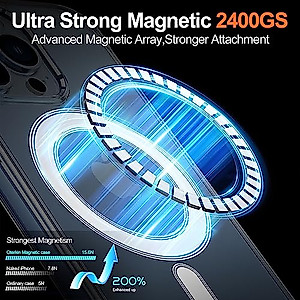 Oterkin Magnetic for iPhone 13 Pro Case Clear,[Compatible with MagSafe],[Strong N52 Magnets][Anti-Yellowing] iPhone 13 Pro Phone Case with [2Pcs Screen Protector][10FT Military Protection] (Clear)