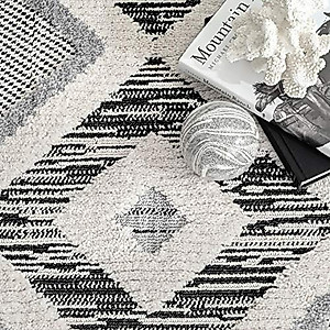 nuLOOM Theola Geometric High-Low Shag Area Rug, 4' x 6', Grey