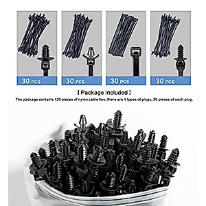 VAGURFO 120 Packs Car Mount Wire Tie, Nylon Push Mount Cable Zip Tie Strap Self-Locking Tie,Fastener Cable Clips for Sorting Out Cable and Wire Clearly, Household Construction Electronic Auto Industry