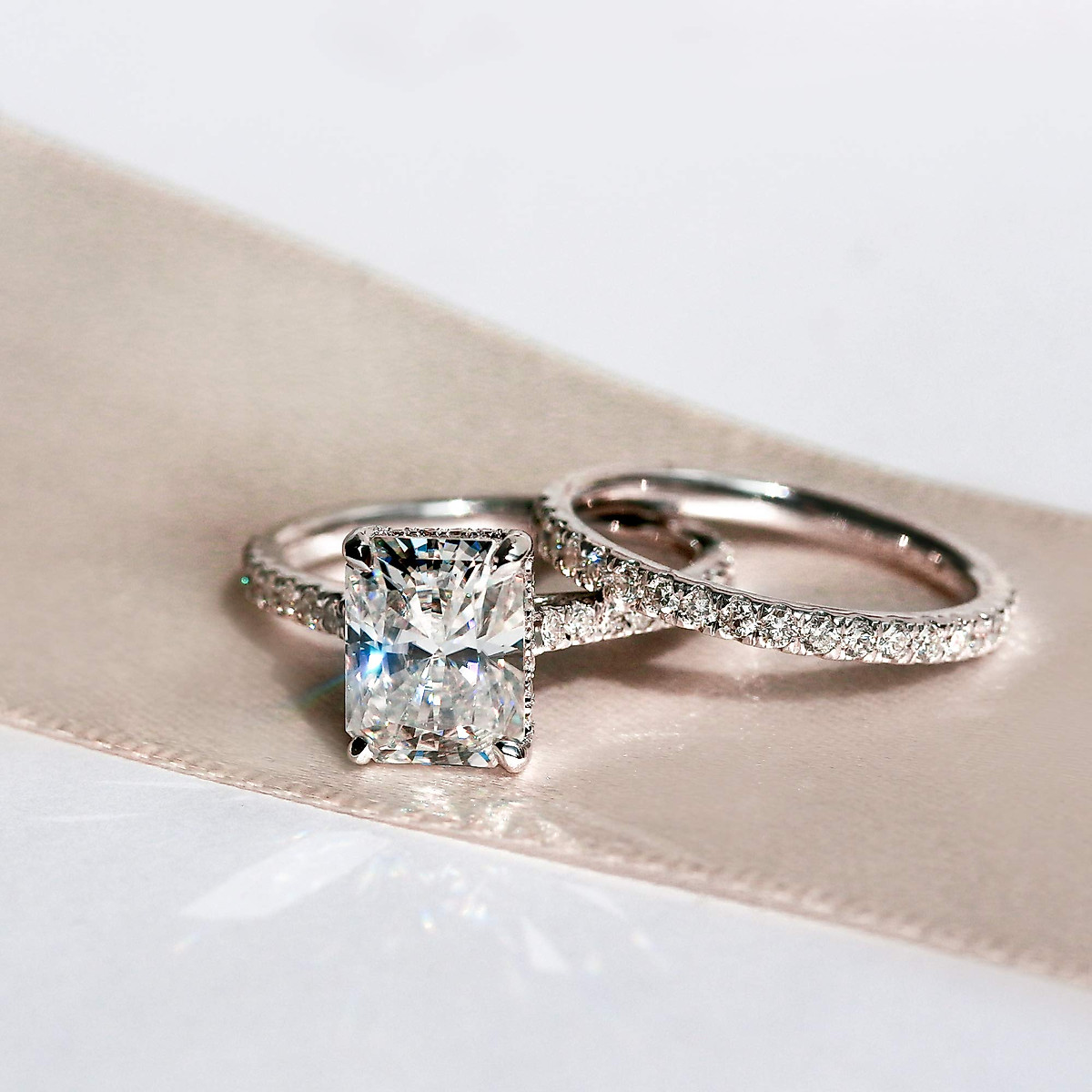 Kobelli 2.7ct Radiant Moissanite Drop Halo Bridal Set - white-gold / 6.0 G-H