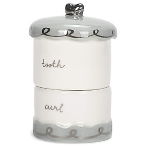 DEMDACO Baby Tooth and Curl Metallic Blue 3.5 x 2.5 Glossy Ceramic Keepsake Box