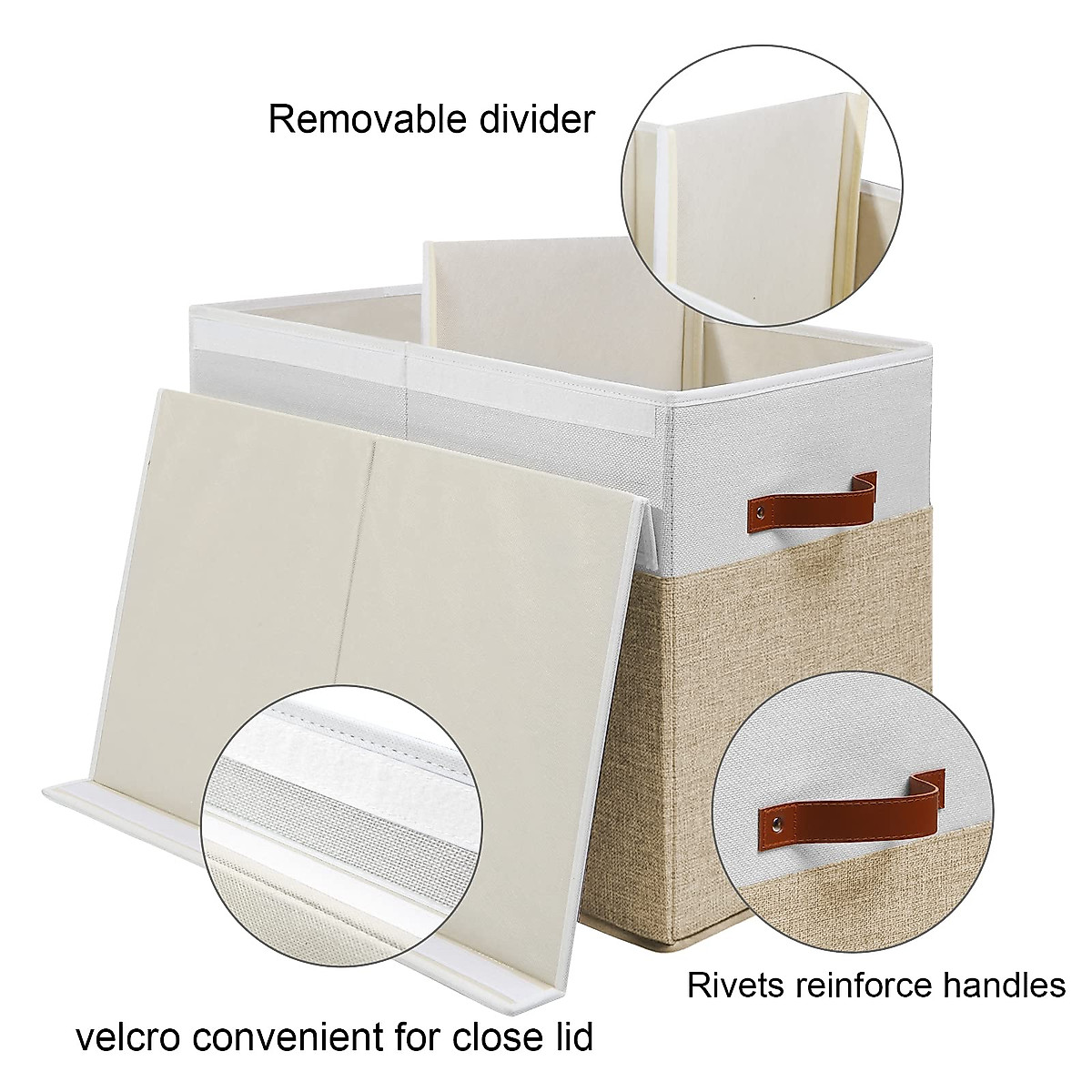 Gowee Large Toy Storage Box with Lid, Sturdy Toys Storage Chest Bin Organizer Basket with Dividers