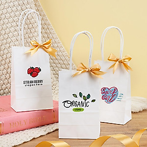 Moretoes 60pcs Small White Paper Bags 6x3.5x2.4 Inches Mini Kraft Gift Bags with Handles Bulk, Party Favor Bags Goodie Bags, Merchandise Bags for Business, Shopping, Retail, Small Gifts