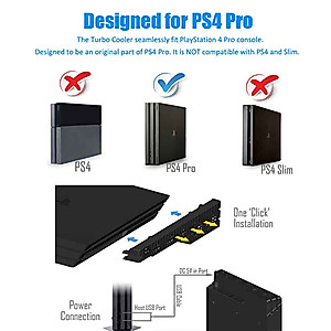 ElecGear Auto Cooling Fan for PS4 Pro, External USB Cooler Automatic Temperature Sensor Controlled Radiator Heat Exhaust works with PlayStation 4 Pro CUH-7xxx Black