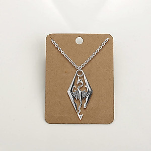 The Elder Scrolls SKYRIM Dragon Silvertone PENDANT/Necklace