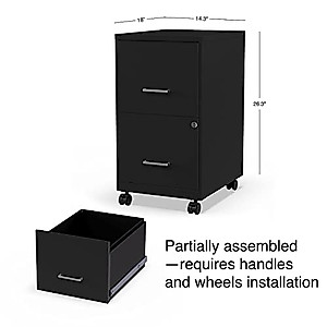 MyOfficeInnovations 2806665 2-Drawer Vertical File Cabinet, Letter-Size, Black, 18D