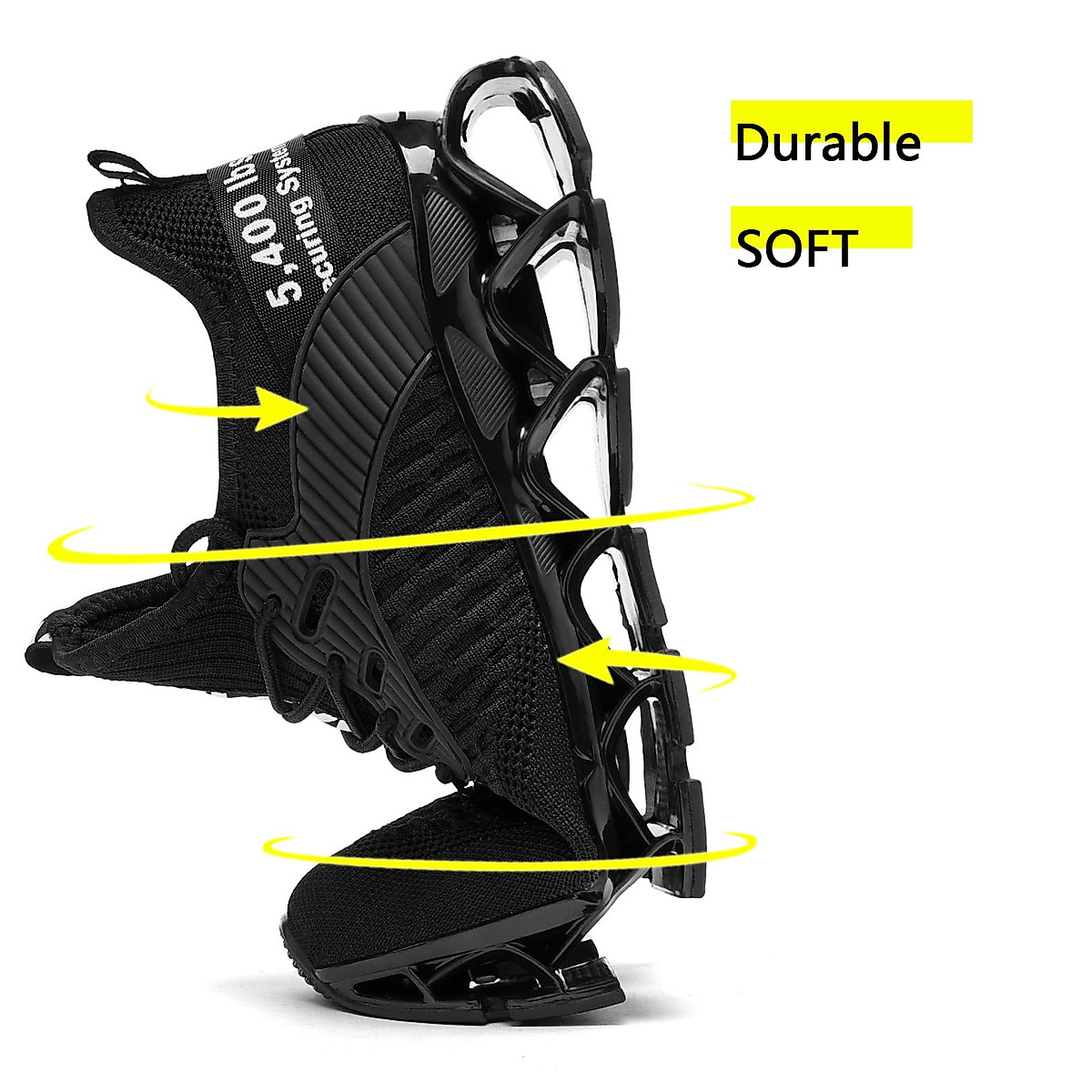 Vooncosir Women's Running Shoes Comfortable Fashion Non Slip Blade Sneakers Work Tennis Walking Sport Athletic Shoes Black