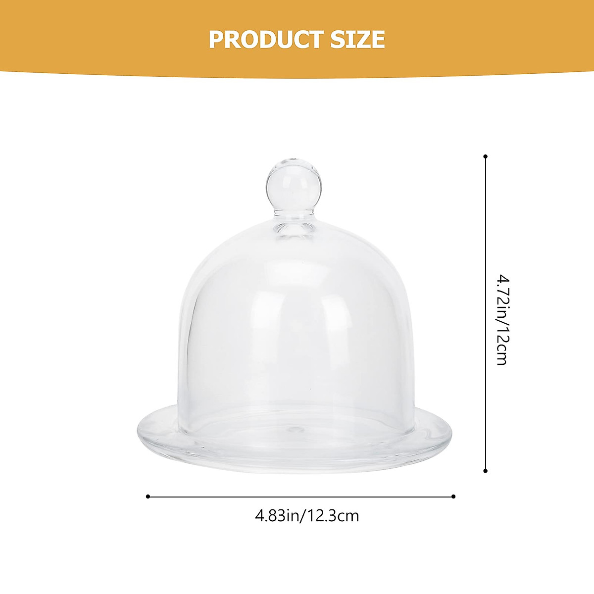 DOITOOL Mini Glass Butter Dish Dome Tray Plate, Multi- Preserving Serving Glass Lemon Keeper, Clear Glass Bell Jar Dome with Plate for Cream Cheese Cake, Salad Foods Wedding Party Home