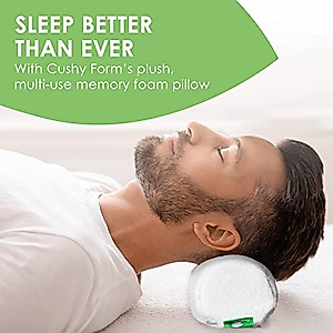 Cushy Form Neck Roll Pillow - Viscose of Bamboo Tube Pillow w/Washable Cover - Memory Foam Cylinder Pillows for Spine Discomfort, Yoga, Bed - Bolster & ﻿Travel Pillow