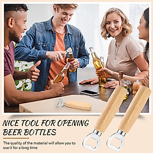 Lounsweer 30 Pcs Wood Wine Bottle Opener Stainless Steel Bottle Opener Wood Handheld Heavy Duty Bartender Bottle Openers Cider Engraved Gift Set for Kitchen Wedding Party Bar Home Restaurant