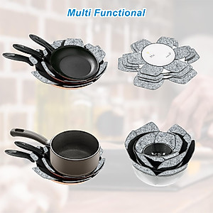 Pot and Pan Protectors, 6 Pack Pan Protectors in 3 Sizes, Pot Separator for Stacking, Anti-Slip Pan/Pot Dividers to Avoid Stratching or Marring, Protecting Pads for Glass/Ceramic Plates and Cookwares