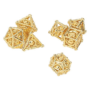 7pcs Dice Set, Hollow Out Exquisite Carved Keep Balance Copper Polyhedral Dice Set for Board Games