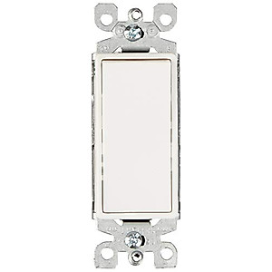 Leviton 5603-2W 15 Amp, 120/277V, Decora Rocker 3-Way AC Quiet Switch, Residential Grade, Grounding, 10 Pack, White