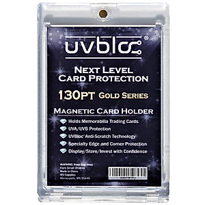 UVBLOC One Touch Card Holder 130pt Magnetic Baseball Jersey Patch Pro Protectors Sleeves Cases for Trading Football Sports Cards