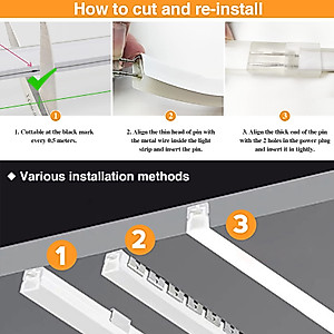 qnnp LED Neon Rope Light 16.4ft/5m LED Lights Strip AC110-120V Waterproof Cuttable Flexible Neon Strip Lights for Indoor&Outdoor Decoration Kitchen Bedroom Garden Hotel (Power Adapter Included)