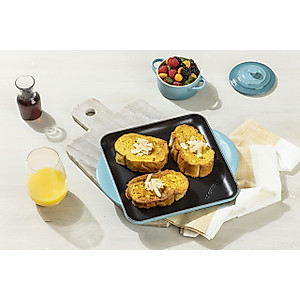 Le Creuset Enamaled Cast Iron Square Griddle, 9.5", Caribbean