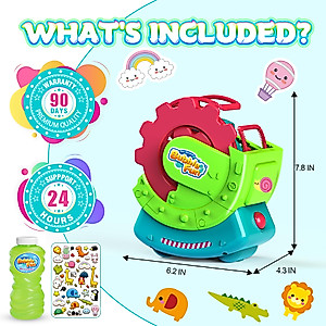 Bubble Machine for Toddlers Kids, Bubble Blower with 8oz Bubble Solution, Make Extra Large Bubbles & Bubbles in Bubble, Bubble Maker Toy for Indoor Outdoor Birthday Party
