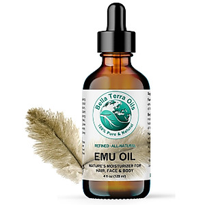 Bella Terra Oils - Emu Oil 4 oz - Genuine Pure Australian Emu, Infused with Linoleic & Oleic Acid, Perfect Companion for Lustrous Skin