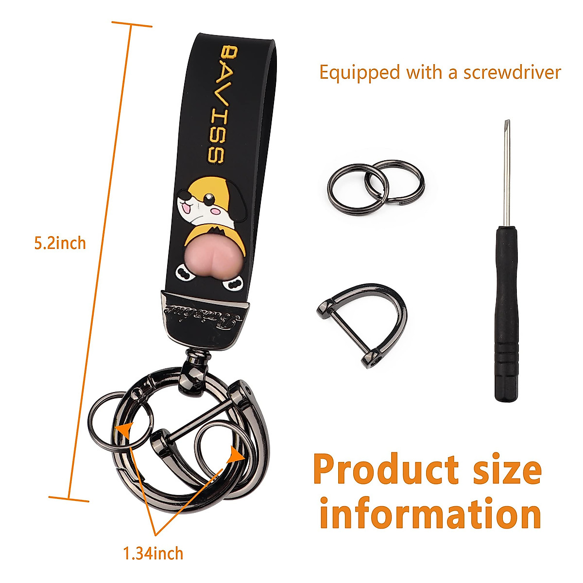 Turcee Cute Cartoon PVC Animal Keychain Zinc Alloy Key Ring Accessories Fashion keychains for Car Key Fit for Women and Men (Dog)