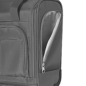 Olympia Lansing Heavy Duty Rip Stop Nylon Wheeled Carry On Suitcase for Under the Seat Airplane Travel with Divider and Dual Side Zip Pockets, Gray