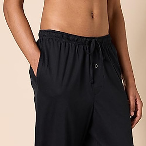 Amazon Essentials Men's Cotton Knit Pajama Pant, Black, Large