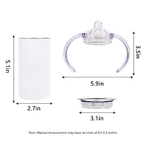 MAIKESUB 2 Pack Sublimation Blank Sippy Cup Tumblers with Handles Straight Stainless Steel Insulated Skinny Tumblers with Splash-proof Lid 12 oz Shatterproof Water Tumbler
