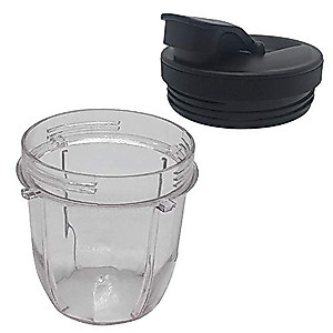 2 Replacement 350ML(12oz) Cup Mug Cups With Spout Lids, Compatible with Ninja Foodi Blender & Processor CO351B, SS100, SS101, SS101C, SS101TGT, SS300, SS300C, SS351, SS351C, SS351TGT，SS400, SS401