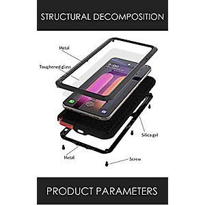 LOVE MEI Metal Case for LG V60/LG V60 ThinQ, Heavy Duty Robust Military Bumper Aluminum Metal Case Dustproof Shockproof Splashproof Full Body Protection Case Cover with Tempered Glass (Black)