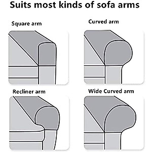 Set of 2 Sofa Armrest Cover Soft Stretch Arm Cover for Recliners Sofas Chairs Washable Arm Covers Couch Furniture Armrest Protector Covers with Pocket (Dark Coffee)