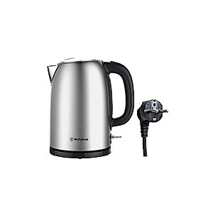 Westinghouse 220 Volt Kettle - Cordless - 1.7 Liter - Stainless Steel - Bundle With Dynastar 220 Volts 240 Volts (Not For USE IN USA)
