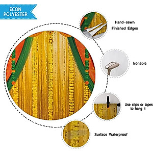 YCUCUEI 7x5ft India Traditional Photography Backdrop Puja Ganpati Pooja Mehndi Festival Background Decorations Wedding Party Marigold Garlands Photo Props