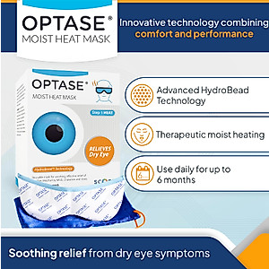 Optase Moist Heat Mask – Heated Eye Mask for Dry Eyes With HydroBead Technology – Washable, Microwaveable Compress – Holds Heat for 10 Minutes