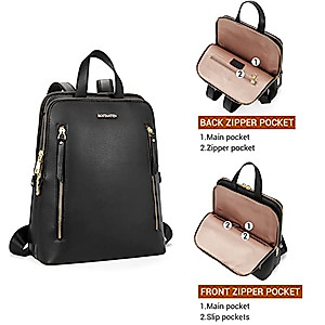 BOSTANTEN Leather Backpack Purse for Women Work Travel Backpack Stylish Ladies Shoulder Bags
