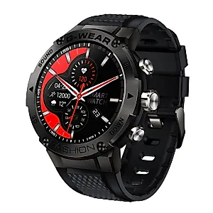 MOKCF 1.32 Inch High End Smart Watch for iPhone Android Military Fitness Sport Watches with Blood Pressure Heart Rate Monitor Sleep Tracker for Men (Black)
