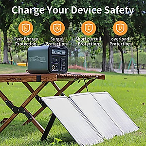 GOFORT 60W 18V Portable Solar Panel, Foldable Solar Charger with USB, 18V DC, QC 3.0 Output, Compatible with Solar Generator Power Station Phones Laptops Tablet for Outdoor RV Van Camping