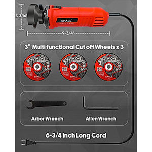 SHALL 3 Inch High-Speed Cut Off Tool, 3.5 Amp Metal Cutter Tool with 3Pcs Multifunctional Cutoff Wheels, 24000RPM Electricl Metal Cutting Tools for Steel, Inox, PVC, Aluminum