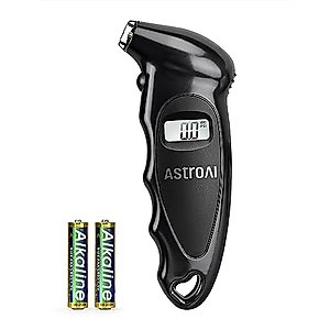 AstroAI Digital Tire Pressure Gauge with Replaceable AAA Batteries, 150 PSI 4 Settings Stocking Stuffers for Car Truck Bicycle Backlit LCD Non-Slip Grip Car Accessories, Black