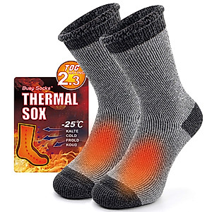 Busy Socks Winter Warm Thermal Socks for Men Women Extra Thick Insulated Heated Crew Boot Socks for Extreme Cold Weather, Medium, 1 Pair Dark Grey