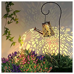 FEELIGHT Solar Lights Outdoor Garden Decorative, Small Watering Can Hanging Kettle Lantern Light Retro Waterproof Copper Solar Twinkle Lights for Backyard Table Patio Yard Pathway Walkway Decor (B)