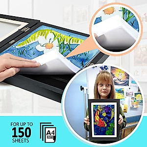 LOMILD 2-Pack Kids Artwork Frames Changeable, 8.5x11 Kids Art Frames in Balck, Front Opening with Acrylic Sheet, Great for Children Art Projects, Art Display Storage, Holds 50 PCS Pictures