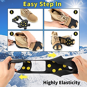 Xproutdoor Ice Cleats Snow Grips, Non-Slip Traction Crampons 10 Steel Studs with Extra 20 Replacement Studs, for Shoes/Boots, Snow Ice Walking, Small