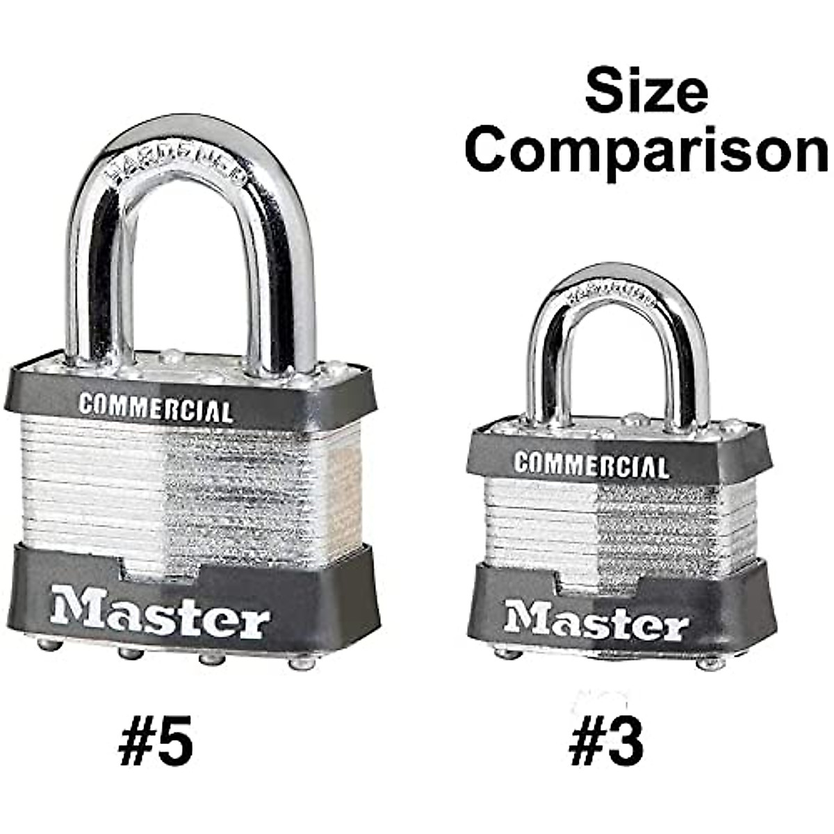 Master Lock Padlock - 2" W Body x 1" L Shackle, Ten (10) Keyed Alike Locks 5 NKA-10 w/Bump Stop Technology