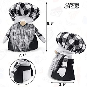 CiyvoLyeen Kitchen Chef Gnomes Decorations Set Buffalo Plaid Gnomes Couples Gifts Farmhouse Home Decor Handmade Tomte Gnomes Scandinavian Decor Plush Couples Christmas Household Ornaments Set of 2