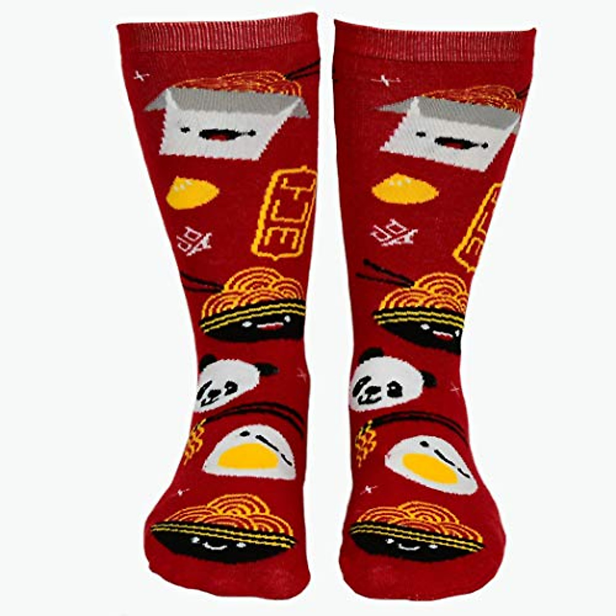 Clover Company Funny Novelty Socks - Ramen Noodles - Fun Gifts for Teenage Girls, Boys, Women, Men - Birthday, Stocking Stuffer, Secret Santa - Cute Cool Fun Weird Stuff, Red, One Size