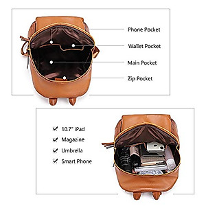 Kattee Genuine Leather Backpack Purse for Women Multi-functional Elegant Daypack Soft Leather Shoulder Bag Office, Shopping, Trip - Brown