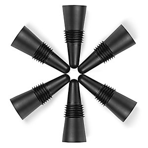 BULUMIOO 6 PCS Black Silicone Wine Stoppers with Threaded Seal Ring and Stainless Top - Suitable for Wine and Beverage Bottles - Keeping Wine or Beverage Fresh…