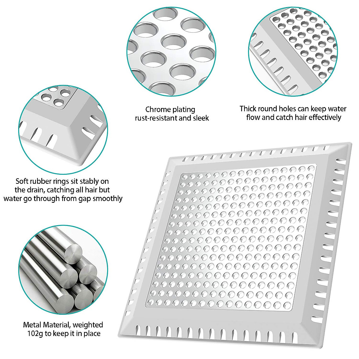 Aojuxix Hair Catcher/Drain Strainer/Shower Drain Cover for Bathroom Floor Drain, Stainless Steel and Silicone (Patented Product)