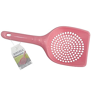 MXCELL Small Plastic Litter Scoop for Cats, Durable Deep Shovel and Long Handle for Sifting Kitty Litter(6 Pack Random Colors)