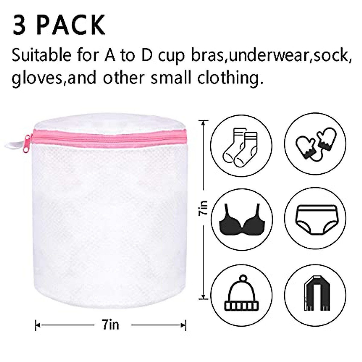 3 Pack Bra Laundry Bag for Washing Machine, 4 Pack Mesh Laundry Bags for Delicates, Liwilong Lingerie Wash Bag, Bra Bag for Washing Machine